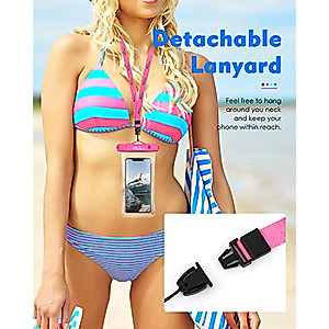 MoKo Waterproof Phone Pouch 3-Pack, Underwater Phone Case Dry Bag with Lanyard Compatible with iPhone 14 13 12 11 Pro Max X/Xr/Xs Max/SE 3, Galaxy S21/S20, up to 7.5", Orange+SkyBlue+Magenta