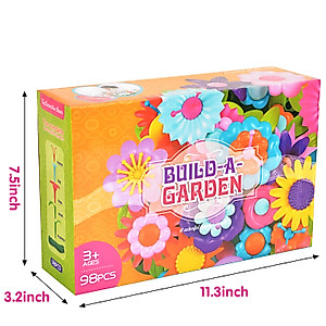 Flower Building Toy Garden Building Blocks Toy Set for Kids, 101 PCS Educational Toy Creative Playset for Age 4,5,6,7 Year Old Gifts