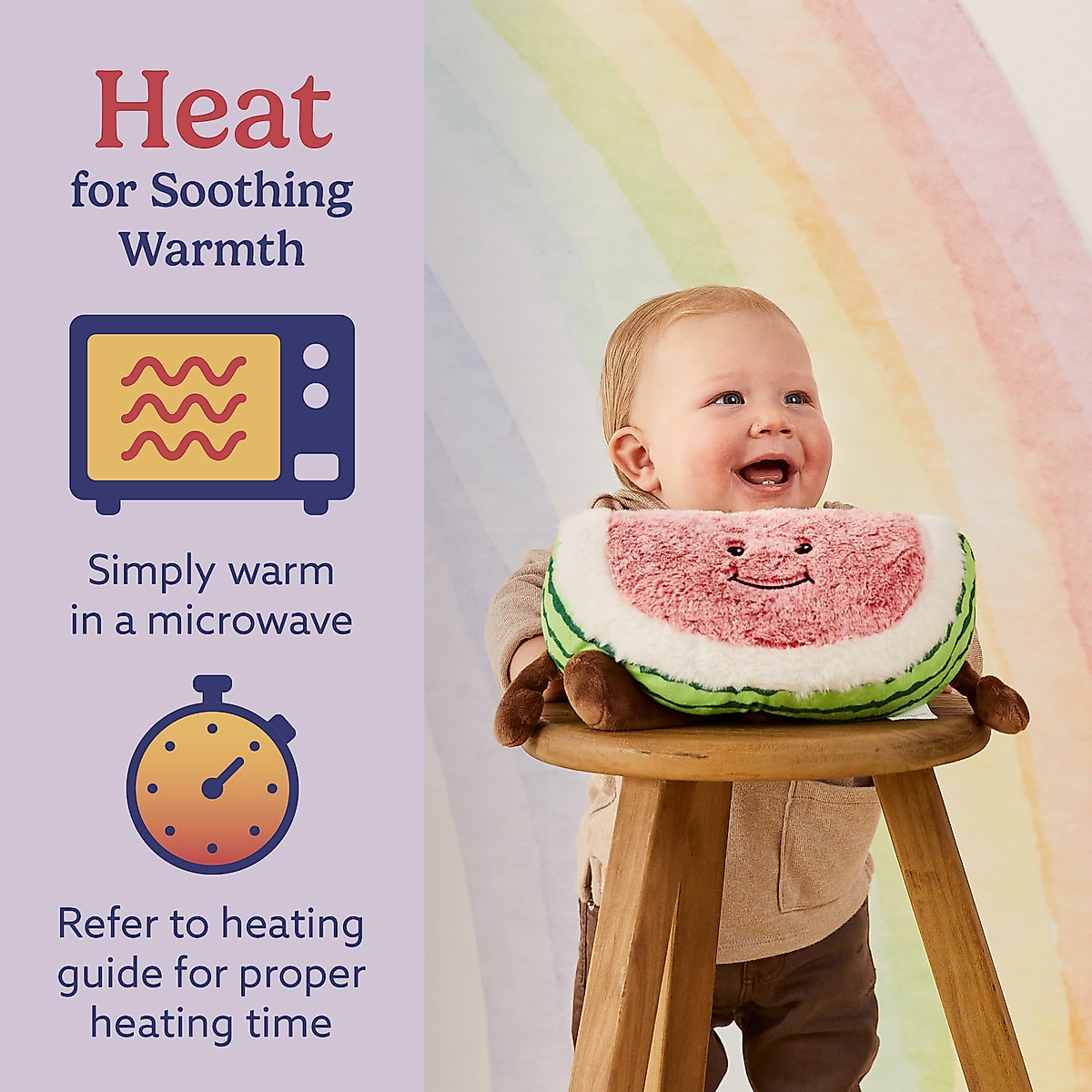 warmies Microwavable & Stuffed Animals, Watermelon - Heated Stuffed Animal Plushie for Warmth & Comfort - Cute Soft Plush Toys for Adults & Children (Boys, Girls, Babies & Toddlers)