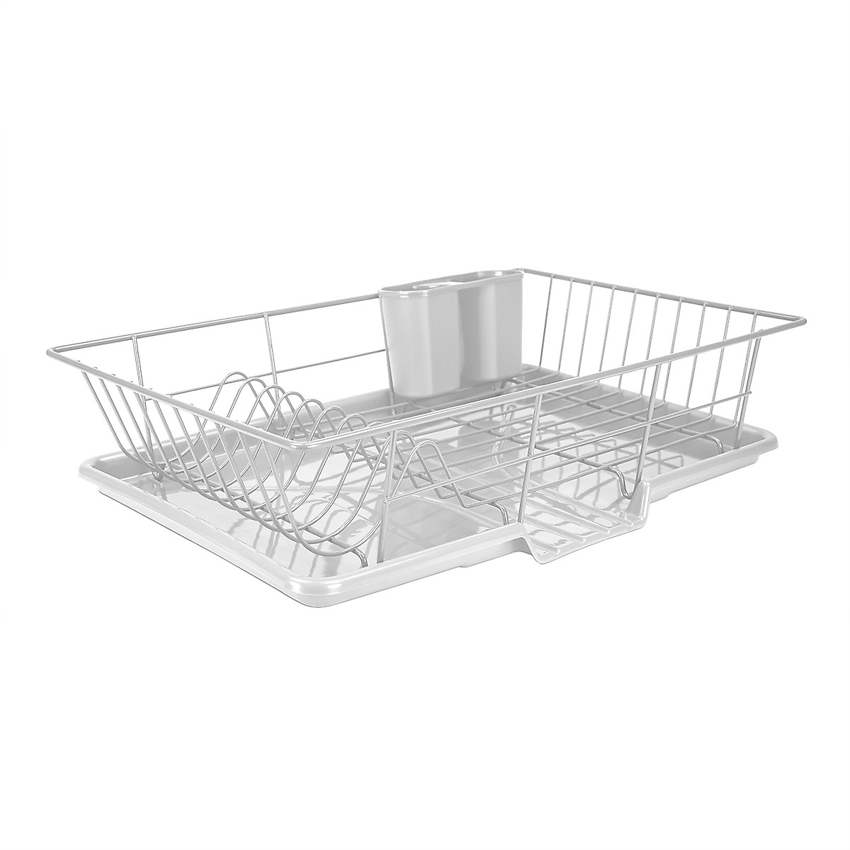 Home Basics DD30234 3-Piece Dish Drainer Set, White