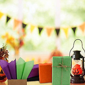 100 Sheets 20 * 14 Inches Halloween Tissue Paper for Gift Wrapping, Green Black Orange Purple Tissue Paper for Gift Bags for Birthday Fall Halloween Thanksgiving Day DIY Craft