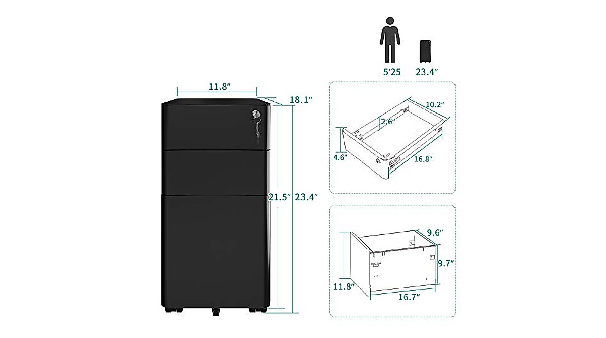 YITAHOME Slim Locking File Cabinet for Office & Home Storage