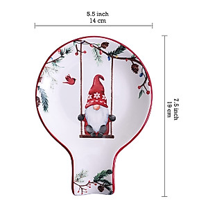 Bico Christmas Gnomes Ceramic Spoon Rest, House Warming Gift, Dishwasher Safe