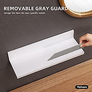 YOHOM White Adhesive Floating Shelf for Bathroom Tile Wall Stick on Shower Shelf Rack No Drilling Plastic Lightweight Shelf Organizer with Gray Guard