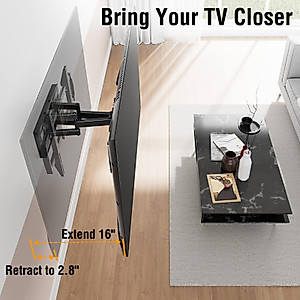 ELIVED TV Wall Mount for Most 42-82 Inch Flat Curved TVs, Full Motion Wall Mount TV Bracket Swivel and Tilt TV Mount with Articulating Arms, Fits 12"-16" Wood Studs, Max VESA 600x400mm, 100 lbs