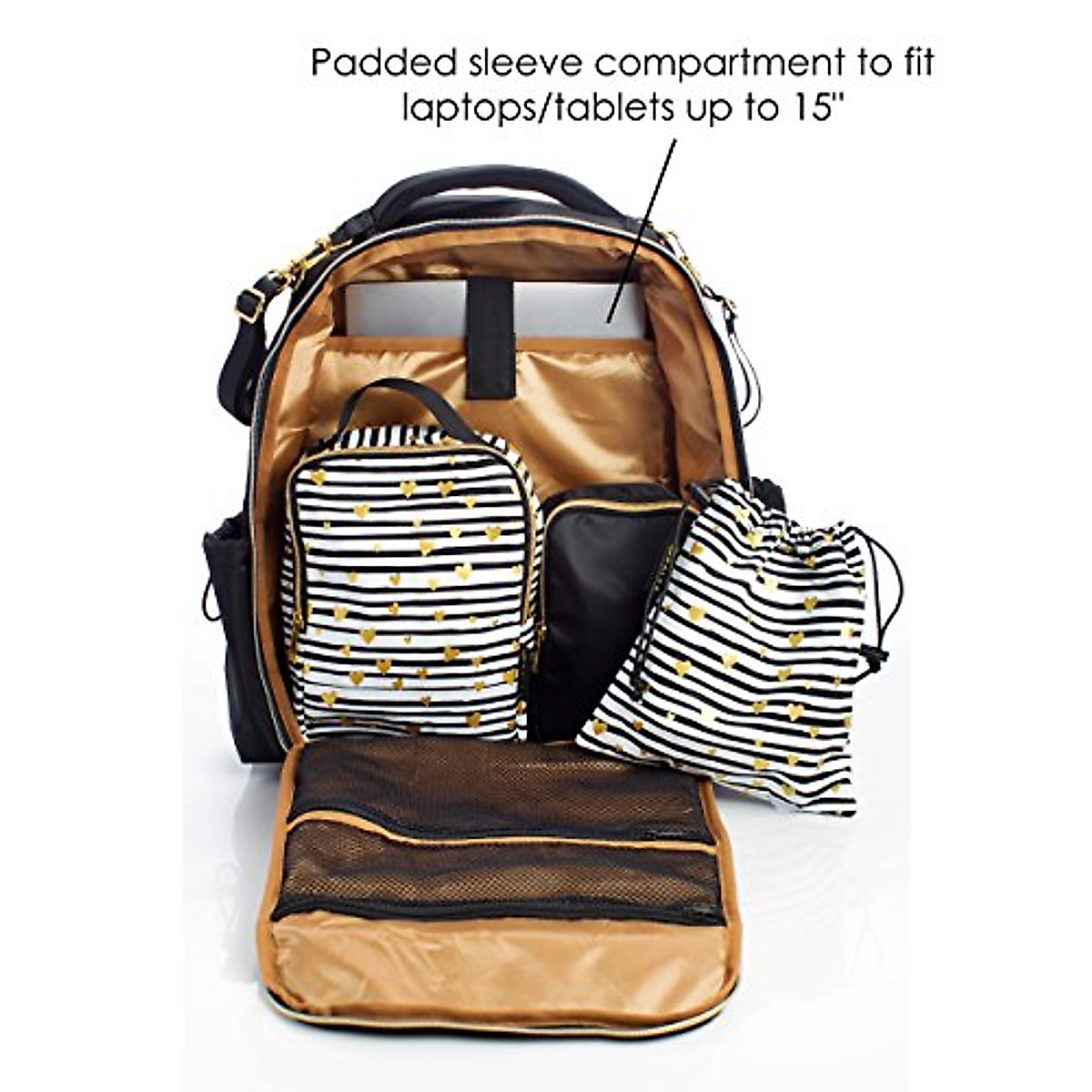 KYREEN Diaper Backpack Set Includes Backpack Straps, Baby Changing Pad, Small Organizing Pouches and a Bag Strap for Your Stroller - Thick Luggage Sleeve with Security Pouch for Travel