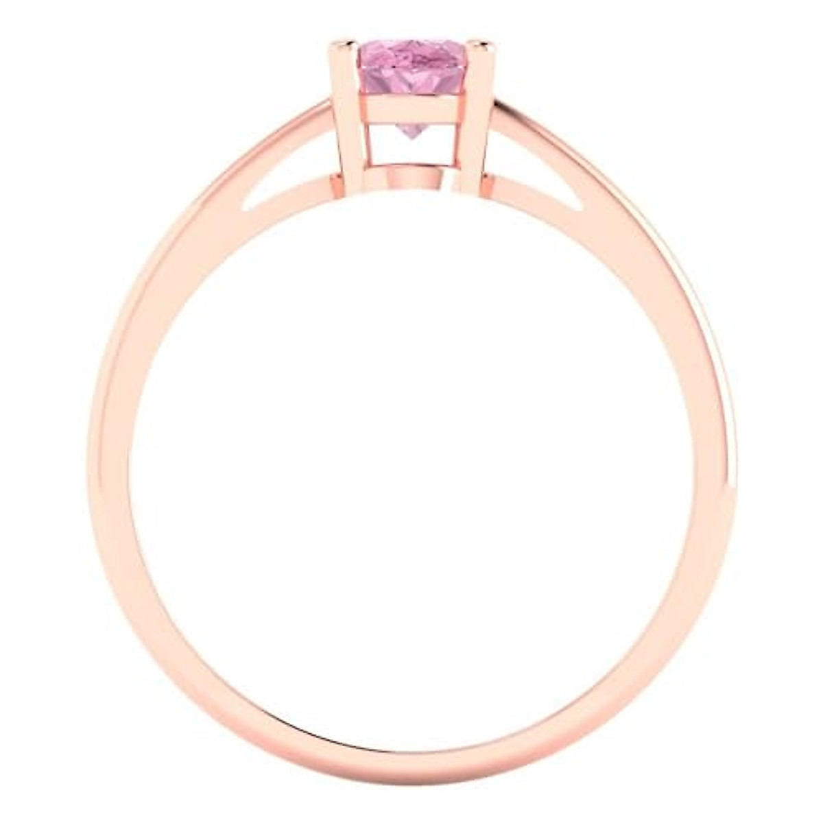 Clara Pucci 1.0 ct Oval Cut Solitaire Pink Simulated Diamond Engagement Wedding Bridal Promise Anniversary Ring 18K Rose Gold Size 7.5