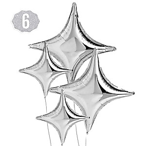 xo, Fetti Silver Sparkle Foil Birthday Balloon - 6 pc | Bday Party Decorations, Bachelorette, Anniversary, Graduation