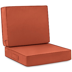 Favoyard Deep Seat Patio Cushion Set 24 x 24 Inch Waterproof Outdoor Chair Cushions for Patio Furniture with Fade Resistant and Removable Cover with Handle & Adjustable Straps for Patio, Yard, Garden