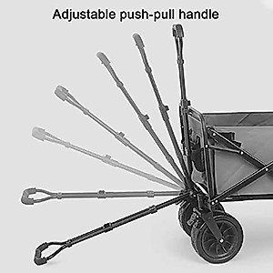 Suuim Collapsible Folding Wagon, Utility Carts Folding Wagon Multifunctional Foldable Camping Cart, 12 Bearing Universal Wheel Trolley, Seat Belt Design, 4