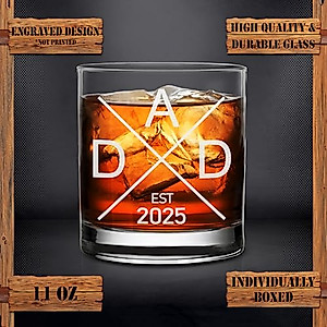 NeeNoNex DAD Est 2025 Pregnancy Announcement New Dad Established 2025 First Time Father Whiskey Glass