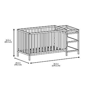 Storkcraft Pacific 4-in-1 Convertible Crib and Changer, Espresso Easily Converts to Toddler Bed, Day Bed or Full Bed, 3 Position Adjustable Height Mattress
