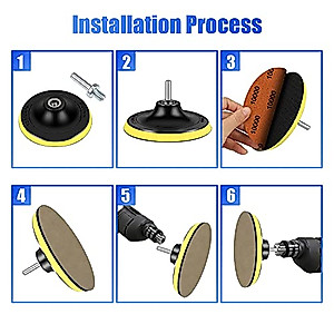 Water Grit Sandpaper 2000/3000/5000/7000/10000 and 5-inch Backing Pad Set, Wet Dry Electric Hook &Loop Sanding Disc with Pad, Grinding Abrasive Paper and Orbital Sander Polisher