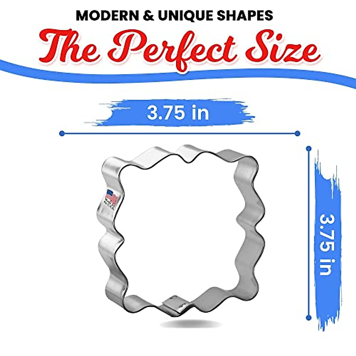 Fancy Square Plaque Cookie Cutter - Made in the USA – Foose Cookie Cutters Tin Plated Steel Fancy Square Plaque Cookie Mold (3.75 Inch)