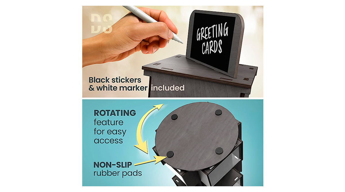 Black 3-Tier Rotating Greeting Card Display Stand | Max Space ...