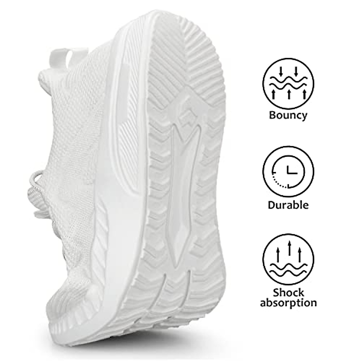 Feethit Running Shoes for Women Non Slip Walking Tennis Shoes Slip on Work Gym Fashion Sneakers White 5.5