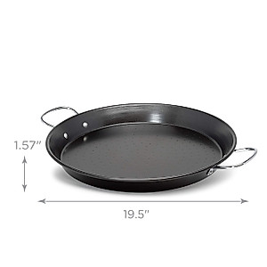 Ecolution Sol Paella Pan – Eco-Friendly PFOA Free Hydrolon Non-Stick – Heavy Duty Carbon steel with Riveted Chrome Plated Handles – Dishwasher Safe – Limited – Black– 15” Diameter