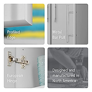 Prepac Elite 32" Storage Cabinet Closet, Light Gray Storage Cabinet, Linen Cabinet, Wardrobe Cabinet with Hanging Rail and Shelves 20" D x 32" W x 35" H, GEW-3264