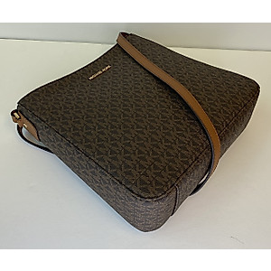 Michael Kors MICHAEL Michael Kors Jet Set Travel Large Messenger Crossbody bundle with Passport Case Purse Hook (Signature MK Brown)