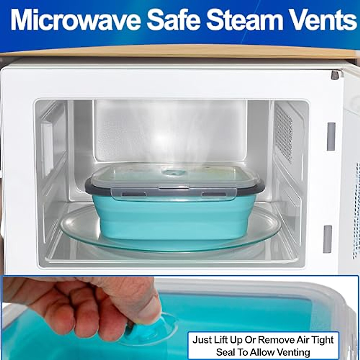 Collapsible Stackable Food Storage Containers 4pc- Silicone, Portable, Leak Proof, Airtight Lunch Boxes with Durable and Space-Saving Design for Meal Prep, Freezer, Pantry, and Bento Use (green, 8)