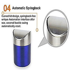 Sundarling Stainless Steel Mini Countertop Trash Bin 1.5L Car Dust Bin Swing Lid Kitchen Worktop Trash can (Red)