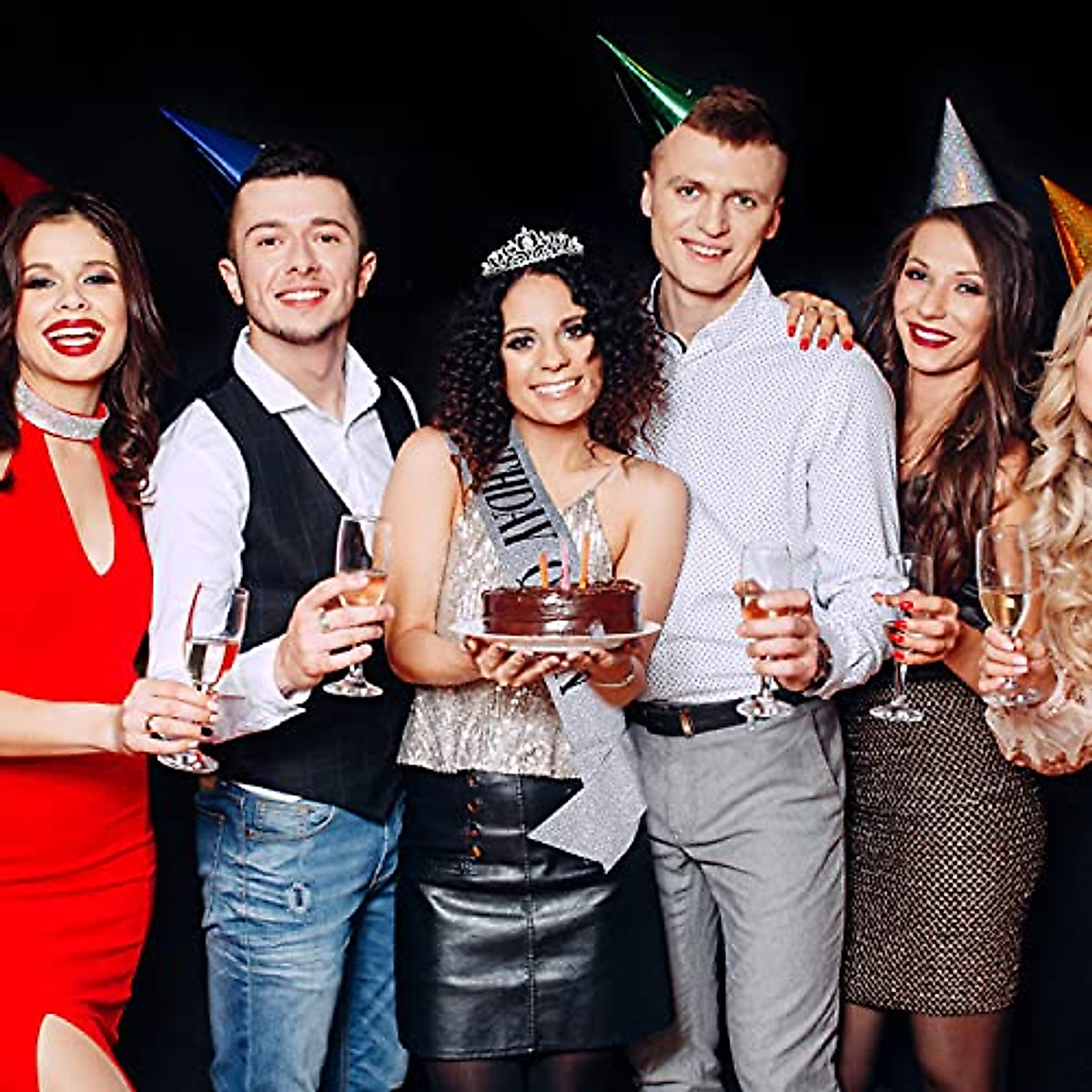 KICOSY Birthday Crown for Women Birthday Sash and Crown Silver Birthday Decorations Crystal Tiara and Birthday Queen Sash Party Favor Gifts for Women and Girls Hair Accessories