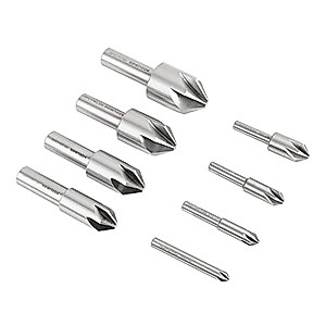 Accusize Industrial Tools 82 Degree 6 Flute H.S.S. Machine Countersink, 8 Pcs, Precision Ground, 0206-1018