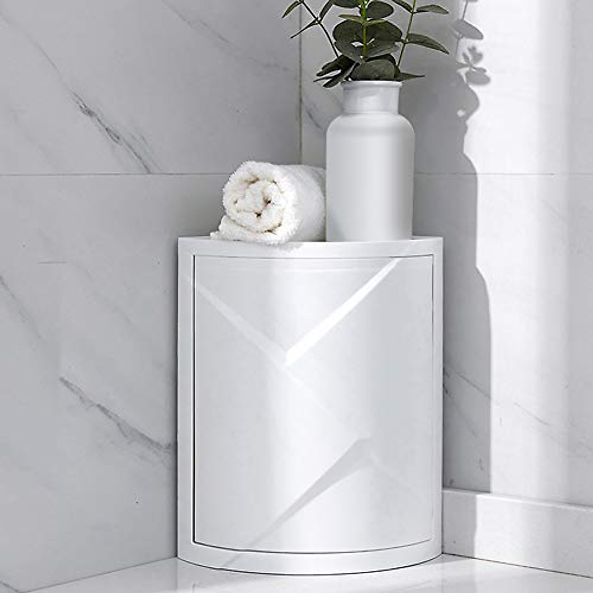 EMVANV Multifunction Corner Locker Cosmetic Storage Rack 360 Degree Rotation Storage Rack for Office Home Bathroom Triangle Shelf Kitchen(Grey)