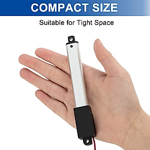 JQDML 2 Inch 2" Stroke DC 12V Micro Linear Actuator 1.44lbs/6.4N Speed 6"/sec with Mounting Brackets,for Robotics, Home Automation