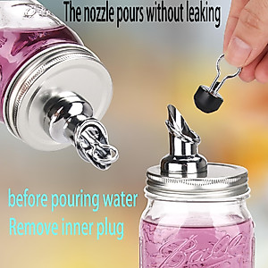ziHenryDa Mason Jar Pour Spouts. free flow Mason Jar Pour Spouts, for spout mason jar wide mouth 86 mm dispenser germination cover. Suitable for any liquid，jars not included (2 silver)