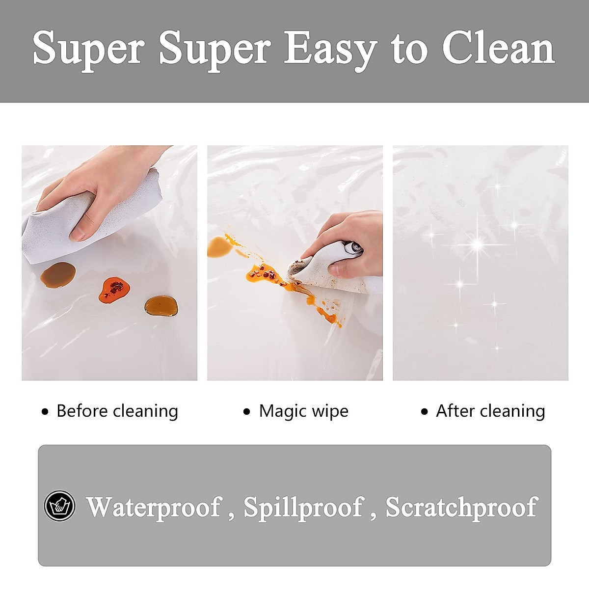 UMINEUX Clear Plastic Tablecloth Protector Heavy Duty Vinyl Table Cover 100% Waterproof Oil Proof Wipeable for Indoor Outdoor Dining Table Use(54x54 Inch, Square)