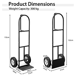 Nightcore Hand Truck 660 LBS Capacity, Heavy-Duty Dolly Cart w/P-Handle, All-Terrain Double Bearing Wheels, Foldable & Space-Saving Hand Cart for Home, Warehouse, Garage, Backyard (Black)