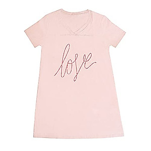Smart & Sexy womens V-neck Oversized Sleep Shirt Pajama Top, Blushing Rose (Love), X-Large US