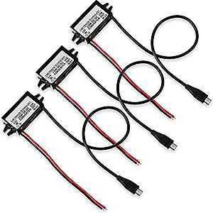 DC-DC Buck Converter Module 12V to 5V Micro USB Power Adapter Compatible with Ring Alarm Keypad (3 Pieces)