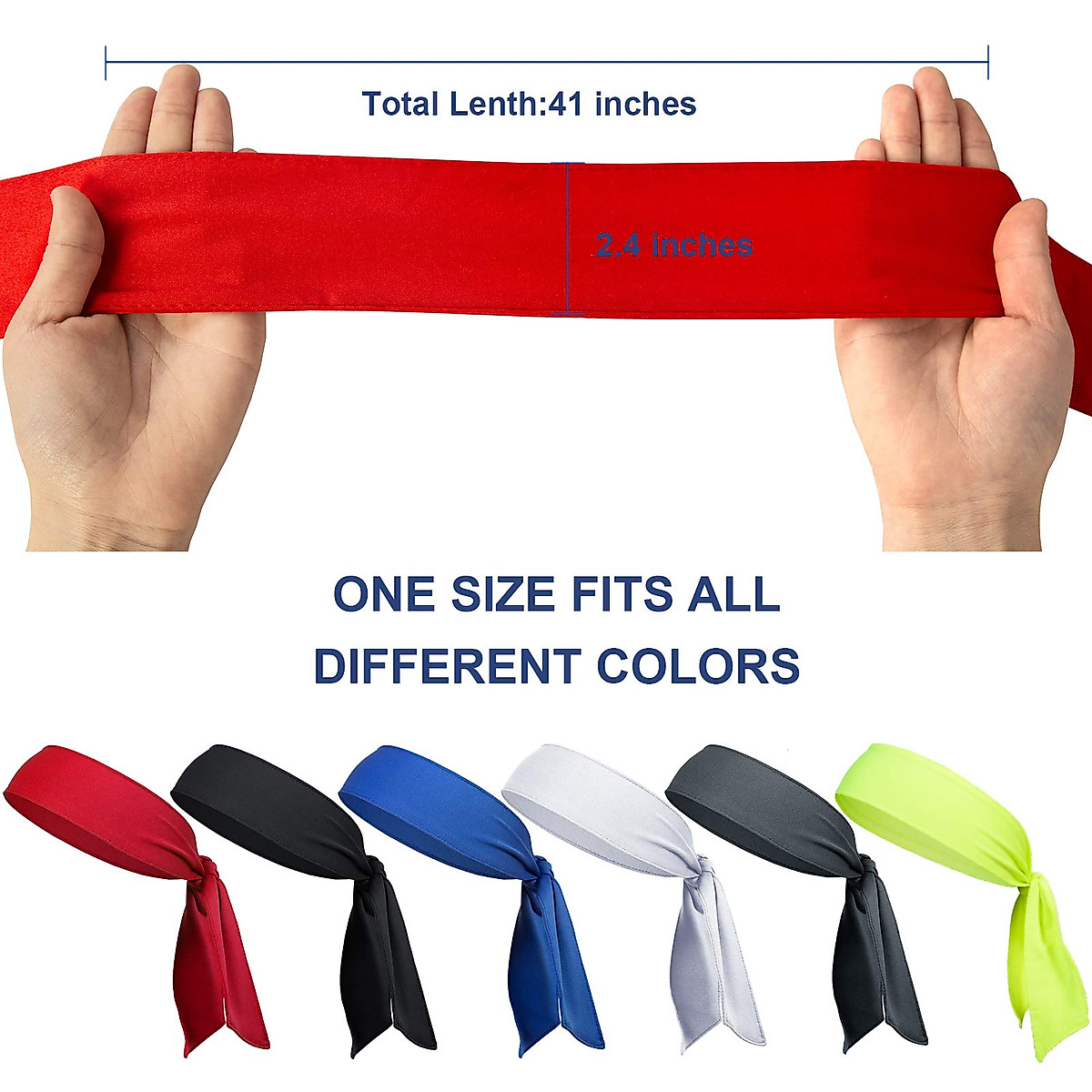 6 Pack Head Tie Headbands for Men,Athletic Sweatbands for Men Women(Multicolor)
