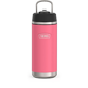 THERMOS ICON SERIES Stainless Steel Kids Water Bottle with Pivot Straw, 18 Ounce, Hot Pink