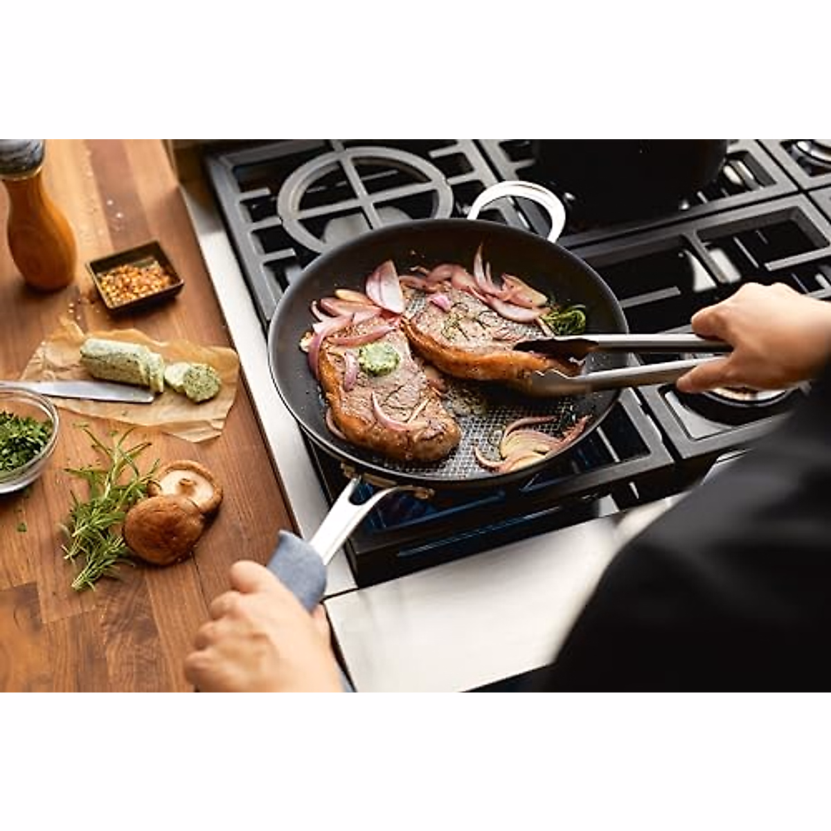 Anolon X Hybrid Nonstick Induction Frying Pans/Skillet Set, 10 Inch and 12 Inch, Dark Gray