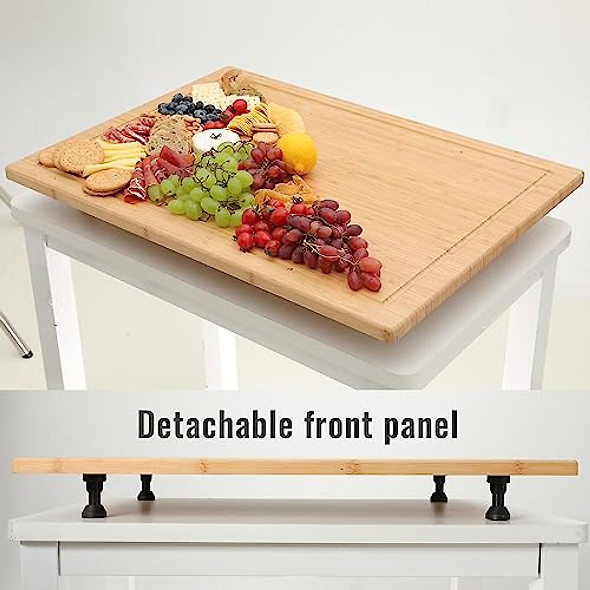 YUHFERA Stove Cover Board for Gas Stovetop - Raised Cutting Board with Legs and Juice Grooves, Adjustable Noodle Board Stove Cover for RV Stove Top (29.5" x 21.2")