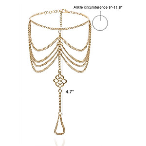 Bienvenu 2 PCS Multi Chain Beach Tassels Anklet Chain Bracelet Barefoot Sandals Foot Jewelry