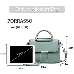 PORRASSO Fashion Shoulder Bag Women Handbag Top-Handle Bag Crossbody Bag PU Leather Messenger Bag Lovely Bag for Dating Shopping Daily Use Green