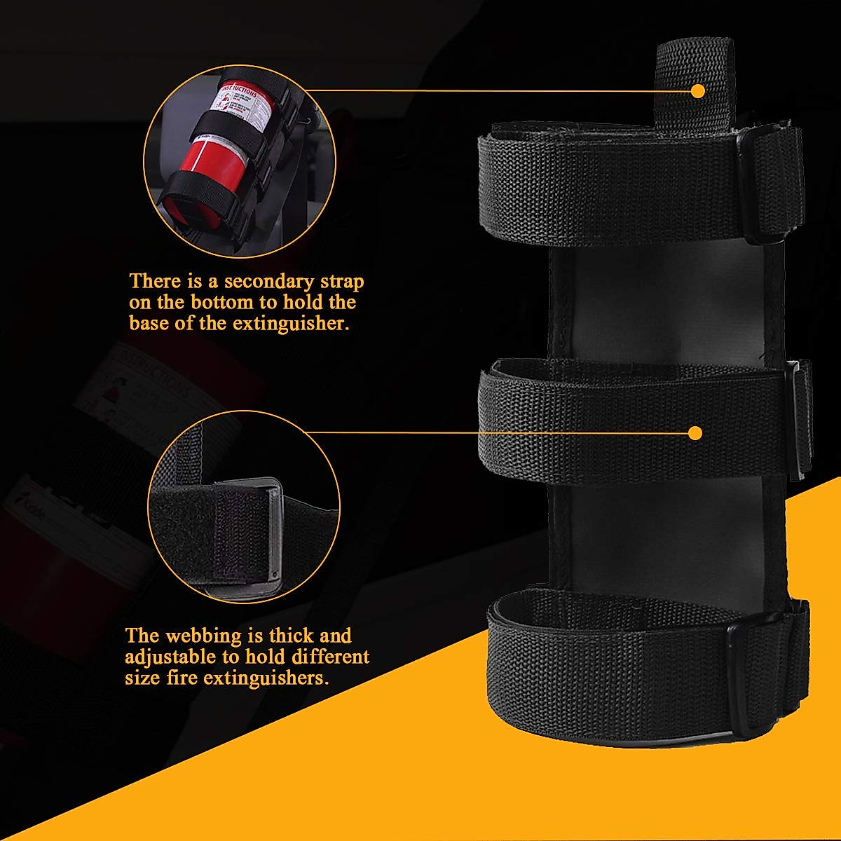 moveland Roll Bar Fire Extinguisher Holder for 2.5-3 LB Fire Extinguisher, Compatible with Wrangler TJ YJ JK, Adjustable Fire Extinguisher Mount Strap