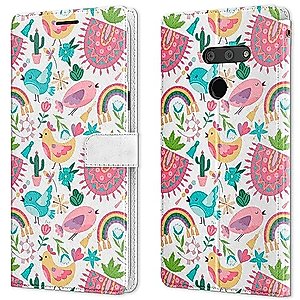 Wallet Phone Case Compatible with LG Velvet 5G G8 ThinQ G8X G7 V60 V50 V40 W30 W10 K61 Protective Cute Lightweight Folio Shockproof Adorable PU Leather Birds Rainbow Card Holder Chicken Slim Birdie