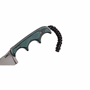 CRKT Minimalist Bowie Neck Knife: Compact Fixed Blade Knife, Folts Utility Knife with Bead Blast Blade, Resin Infused Fiber Handle, and Sheath 2387