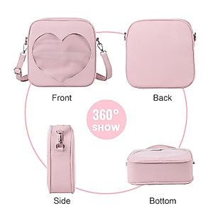 SUKUTU Ita Bag Women's Clear Heart Crossbody Bag Lightweight Kawaii JK Uniform Display Bag