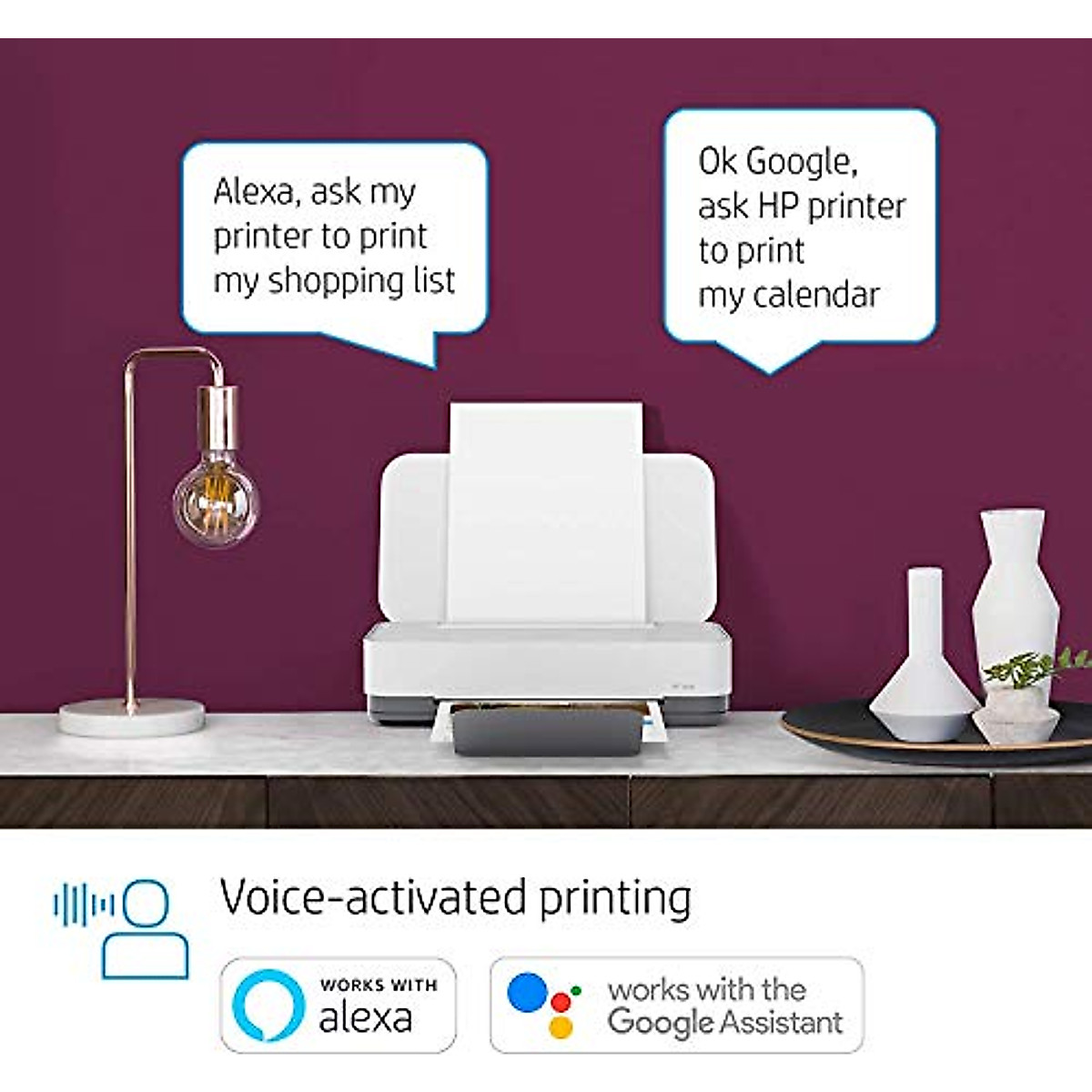 HP Tango Smart Wireless Printer – Mobile Remote Print, Scan, Copy, HP Instant Ink, Works with Alexa(2RY54A),White