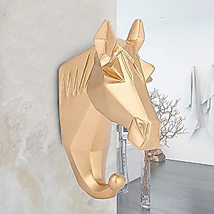Keenso Animal Wall Coat Hooks, Animal Shape Wall Coat Hook, Coat Hook for Bathroom, Bedroom, Kitchen, Hallway or Hallway, (Horse)