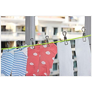 Clothes Pins 40 Pack Stainless Steel Clothesline Clips 2.2" ClothesPins Outdoor Indoor Laundry Drying Piece Clothesline Pins for Home and Office Fastener