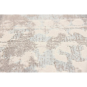 Unique Loom Traditional Classic Intricate Design with Distressed Vintage Detail, Area Rug, 10 ft x 13 ft, Light Blue/Ivory