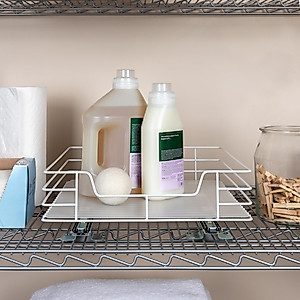 Household Essentials 1516-1 Glidez Undersink Sliding Organizer | Pull Out Cabinet Shelf | White | 15-Inch