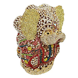 DEBIMY Animal Elephant Crystal Clutch Bag Sparkly Women Rhinestone Shoulder Bag Handbag Wedding Party Evening Clutch, Gold White